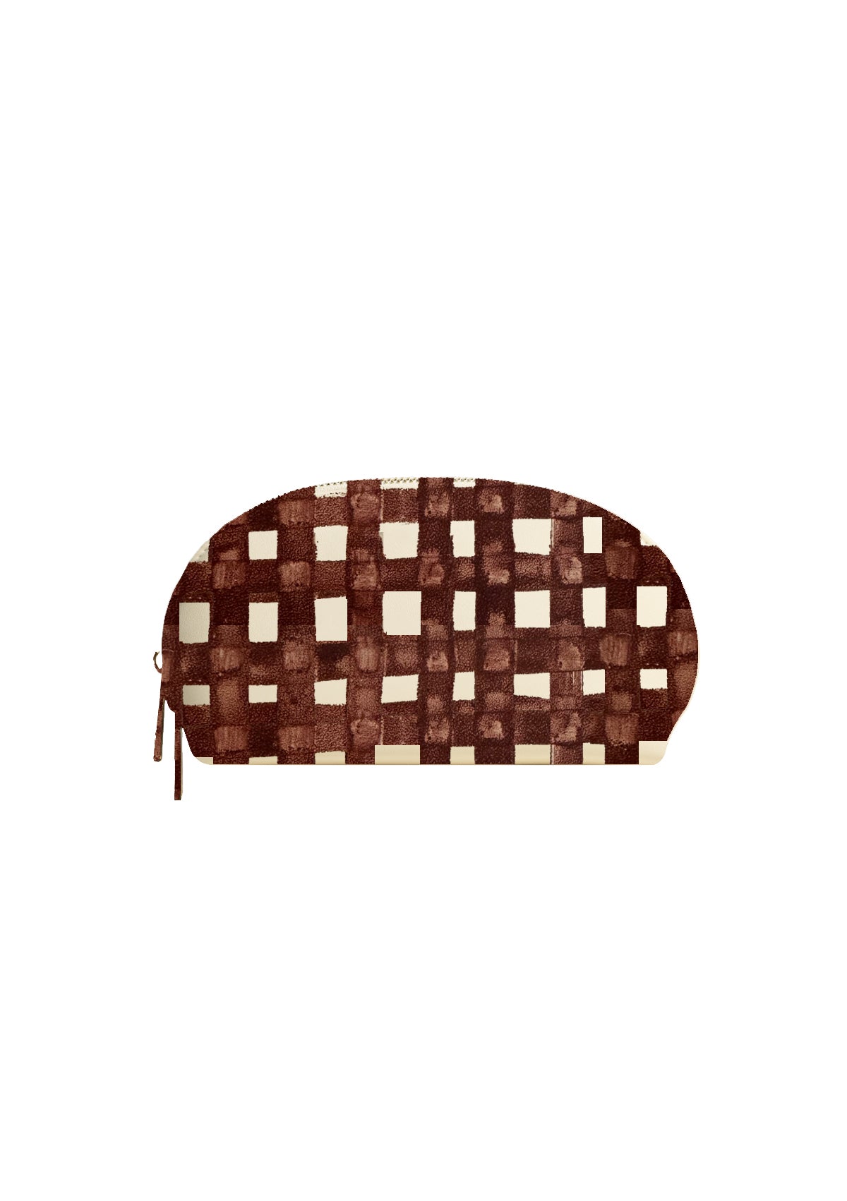 Chocolate Grid Beige Makeup Bag