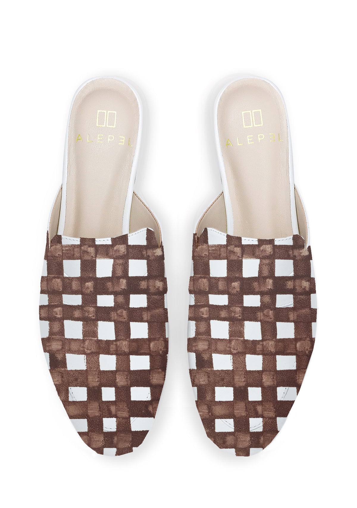 Chocolate Grid White Mule
